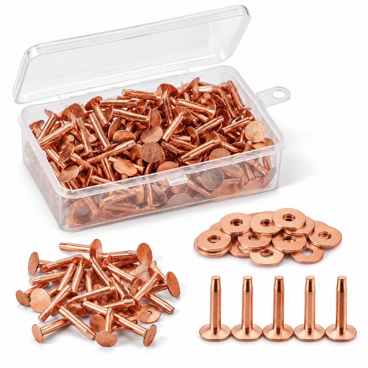 200 Size 9 5/8 Inch Copper Rivets And Burrs Washers Leather Fastener ...