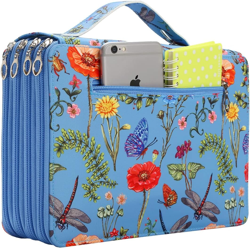 200 Slots Colored Pencil Case-Twill Oxford Pencil Holder with Zipper ...