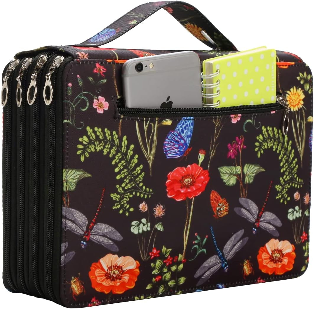 200 Slots Colored Pencil Case-Twill Oxford Pencil Holder with Zipper ...
