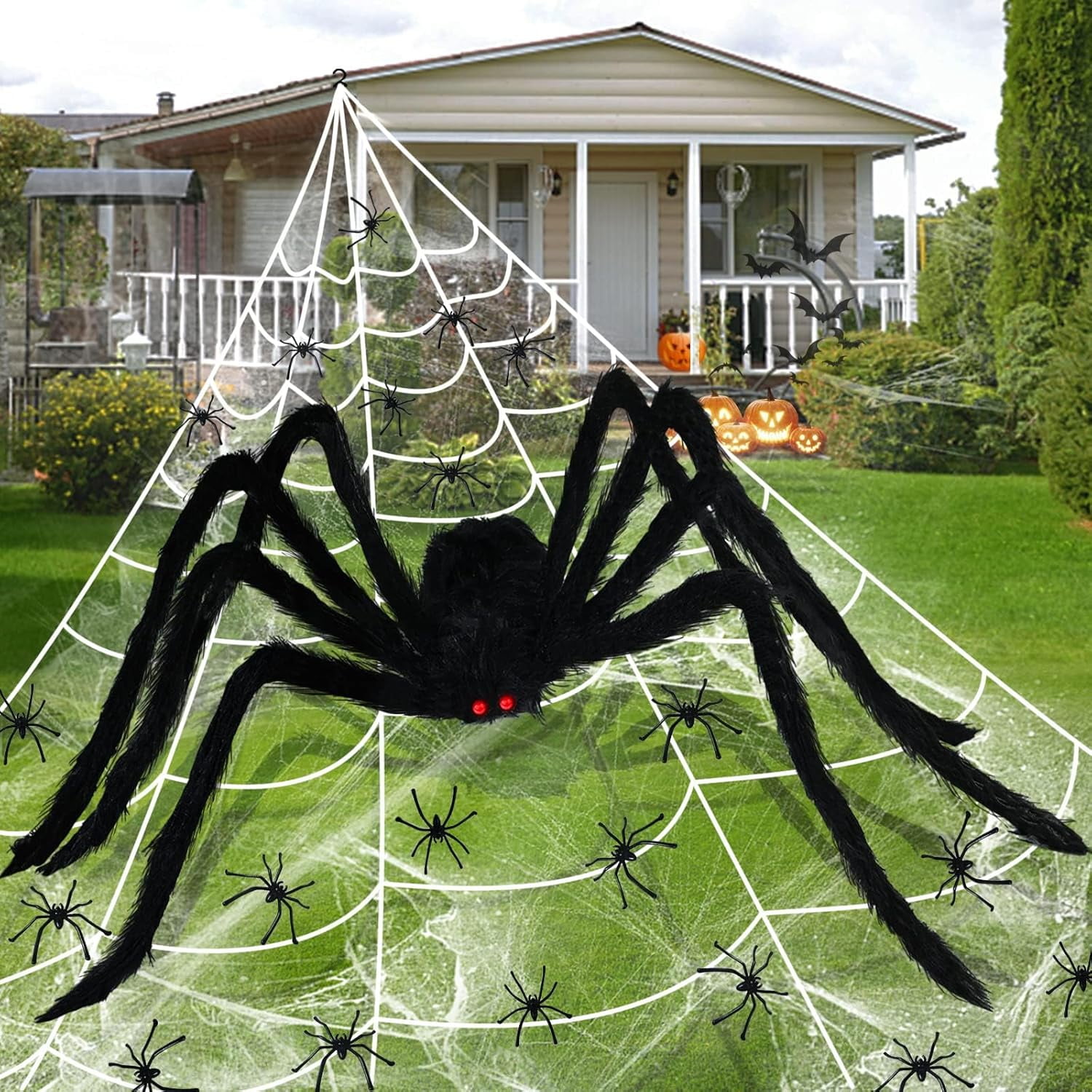 200 Spider Webs Halloween Decorations 60 Giant Spider With 20