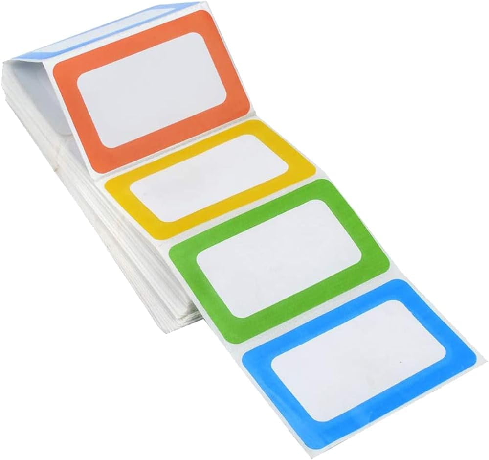 200 Stickers Plain Name Tag Stickers Colorful Name Tag Labels Colored ...