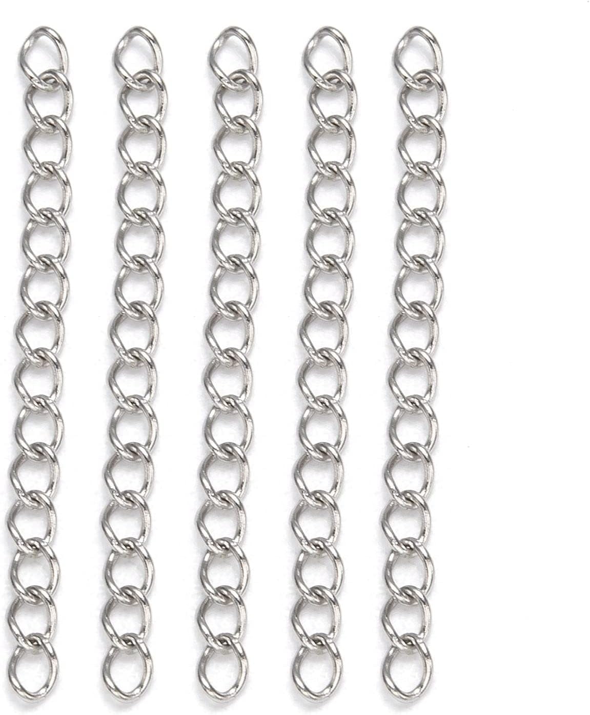 200 Strands Twisted Chain Extender 304 Stainless Steel Necklace Chain ...