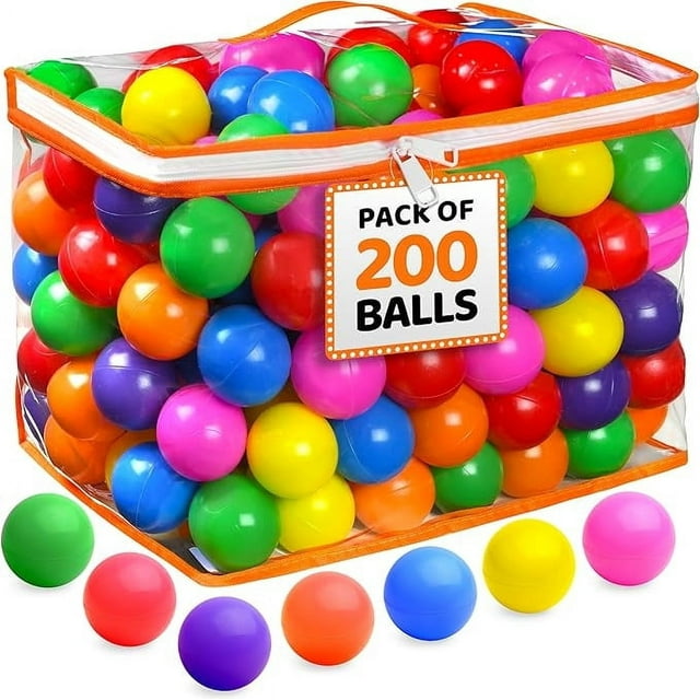 200 Toddler Safe Crush Proof Play Balls 7 Bright Colors For Tents Pools ...