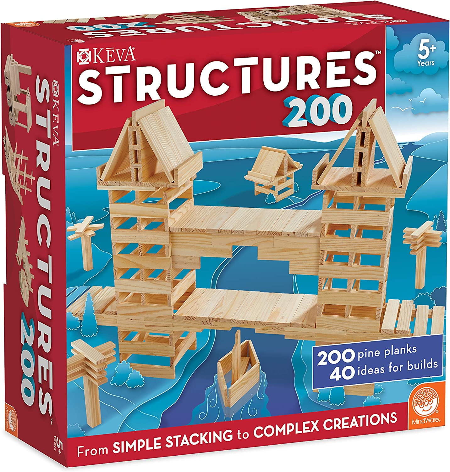 200 Wood Building Planks Set - Building Toy Includes 200 Wooden Blocks ...