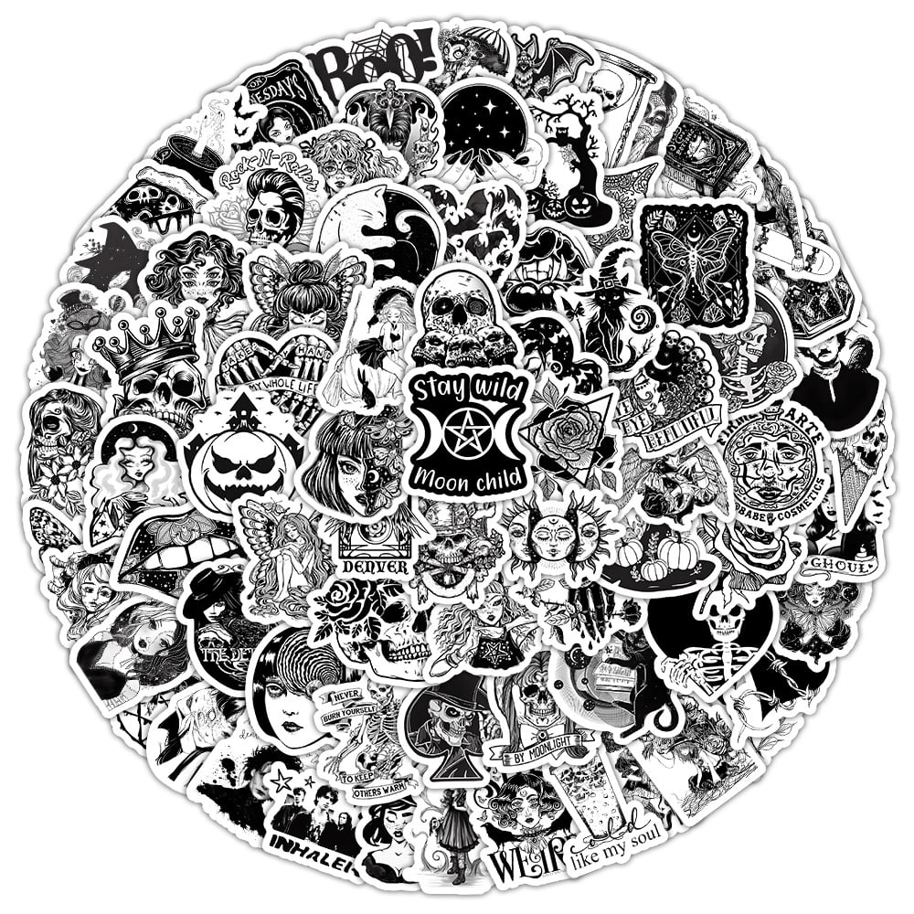200 black and white gothic graffiti decoration luggage scooter notebook ...