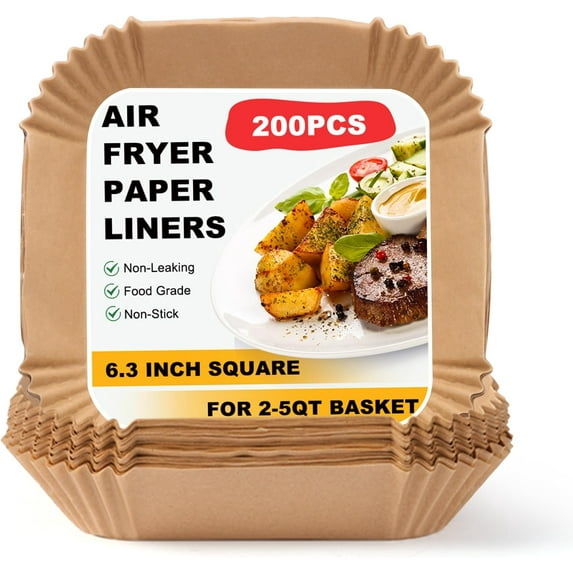 200 count 6.3" Air Fryer Liners Disposable Liners Square, Non- Air ...