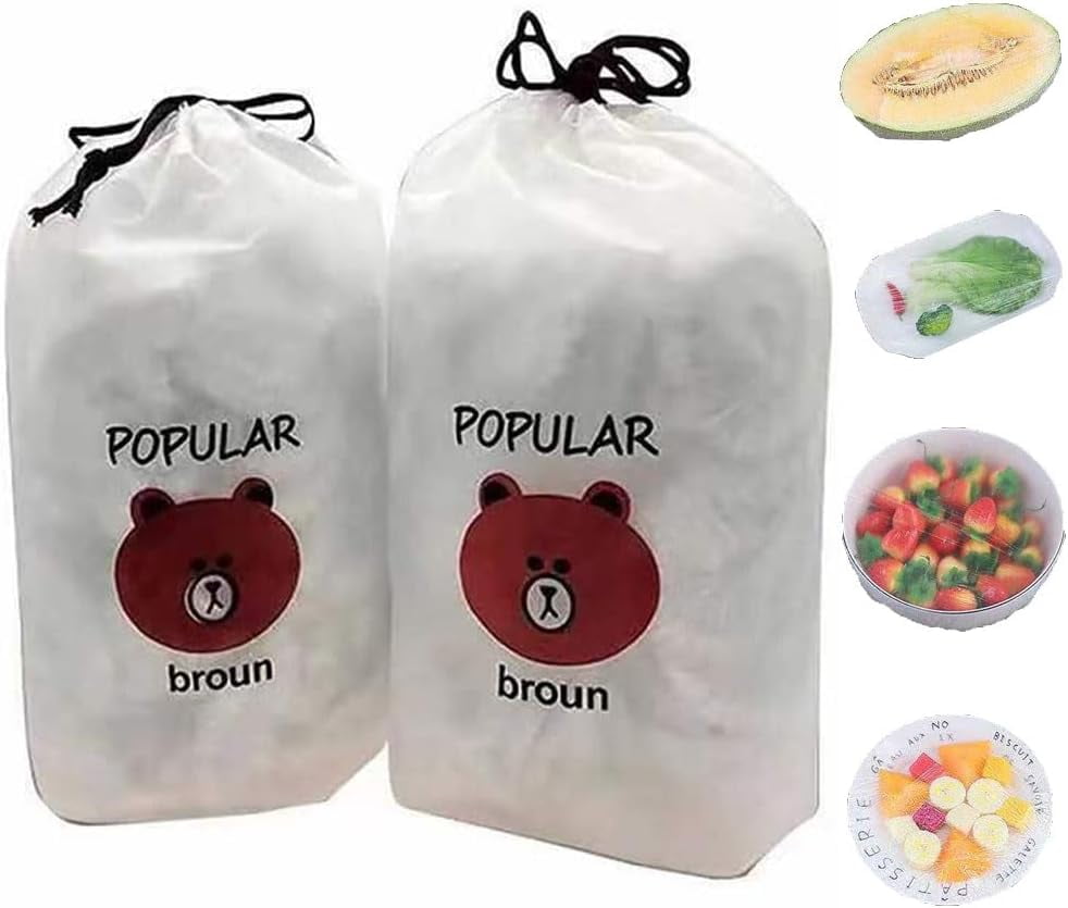 200 count Fresh Keeping Bags, Elastic Plastic Sealing Bags Cover with ...