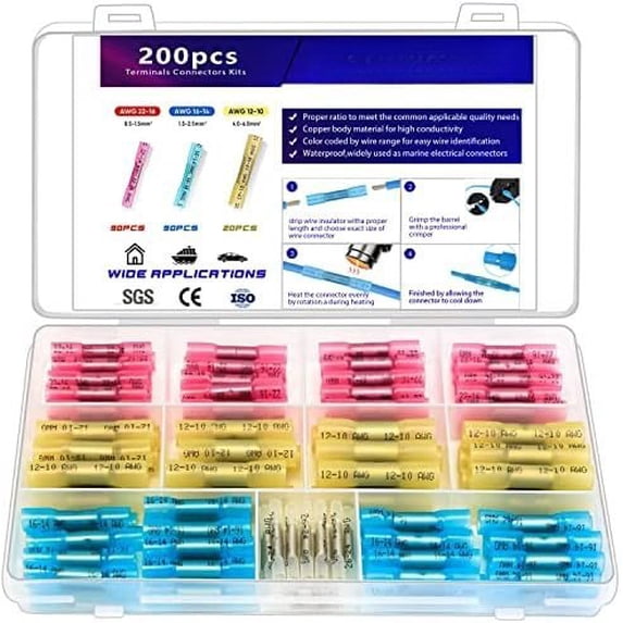 200 count Heat Shrink Connector, Crimp Electrical Wire Connector ...