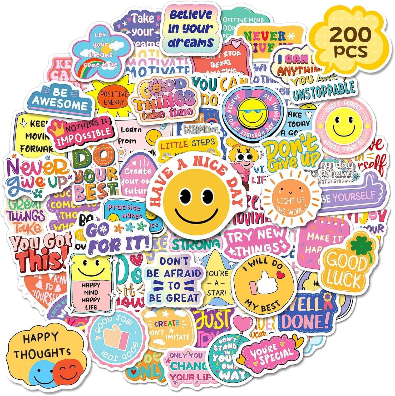 200 count Motivational Stickers, Positive Affirmation Stickers for Teen ...
