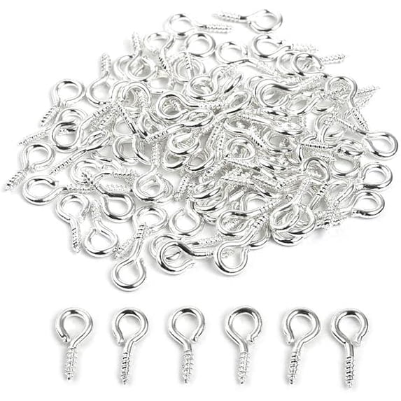 200 count Small Screw Eye Pins, 5x10mm Eye Pin Hooks, Eyelets Screw ...