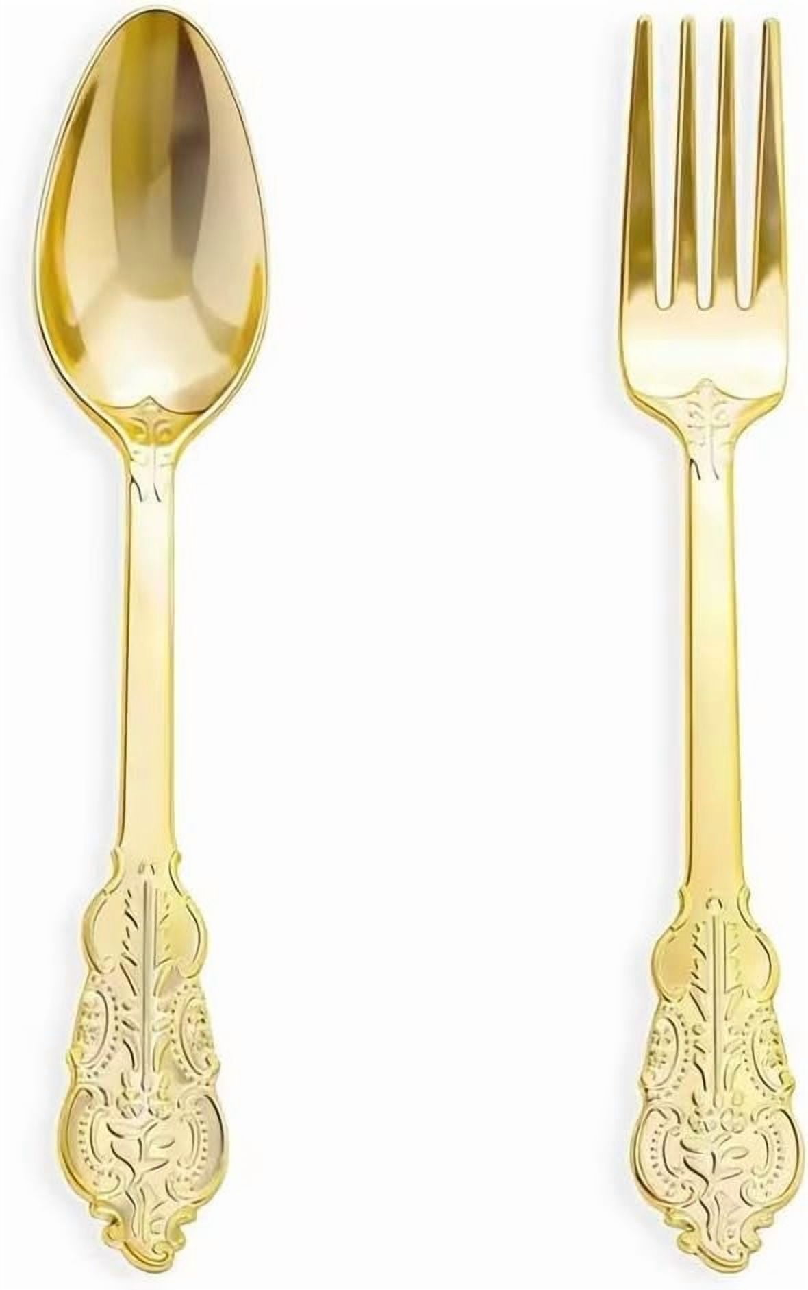 200 count Spoons and Forks Set, Silverware Set Fancy Disposable ...