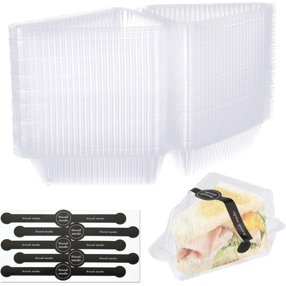 200 count Thickened Cake Slice Containers with Clear Plastic Hinged ...