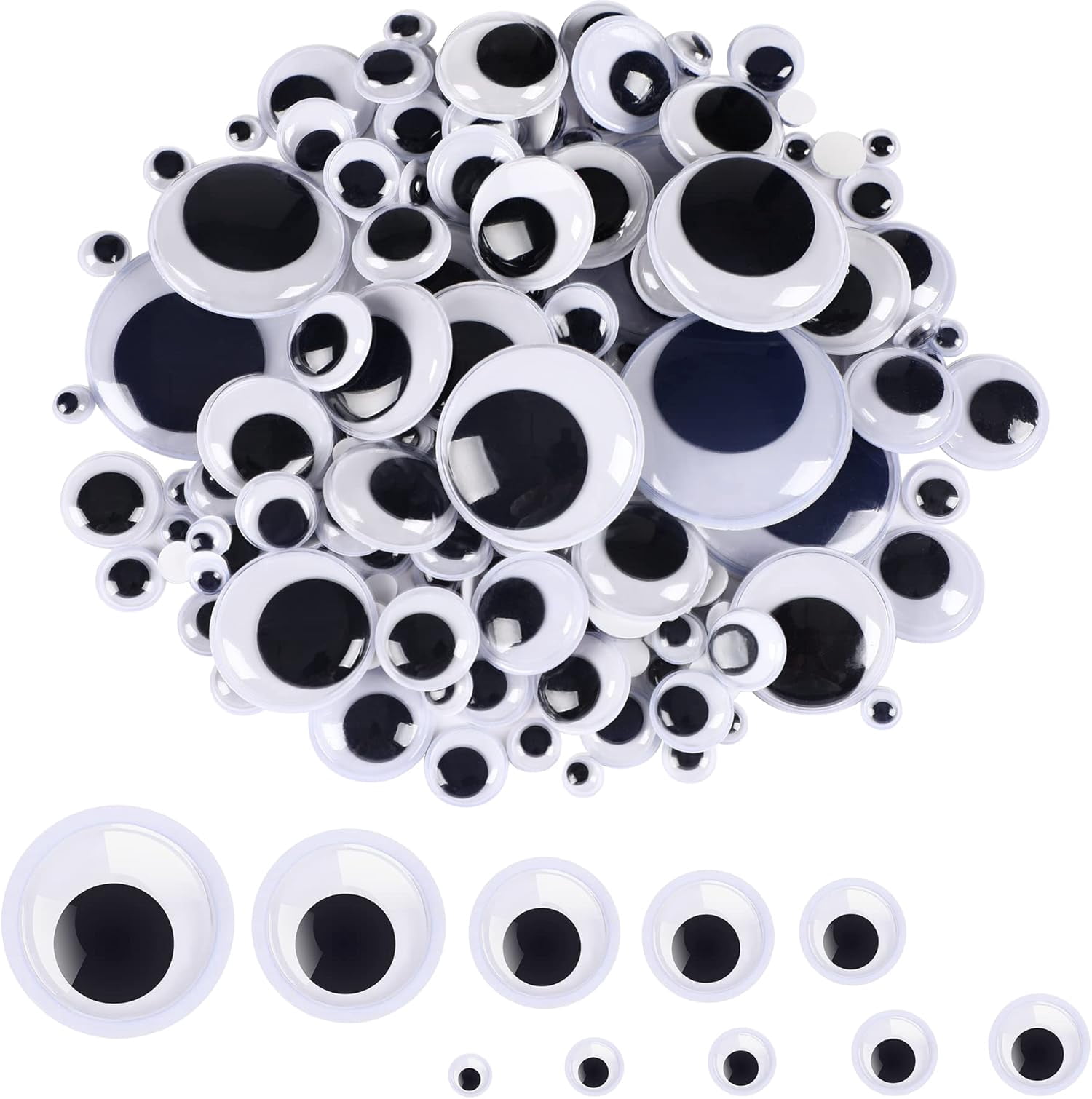 200 count Wiggle Eyes, Googly Eyes Self Black White Googly Eyes Mixed ...