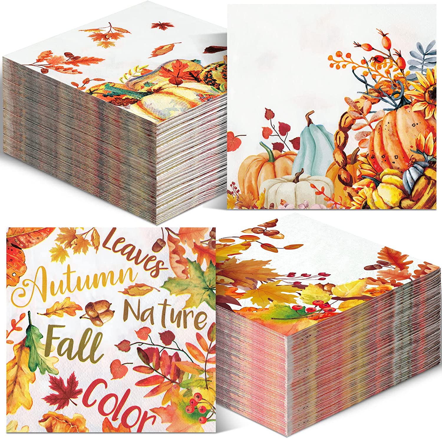 **200 count fall paper napkins autumn pumpkin maple leaf disposable ...