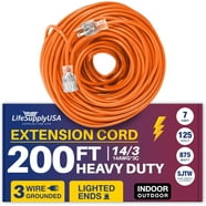 Hyper Tough 25FT 16AWG 3 Prong Orange Single Outlet Outdoor Extension ...