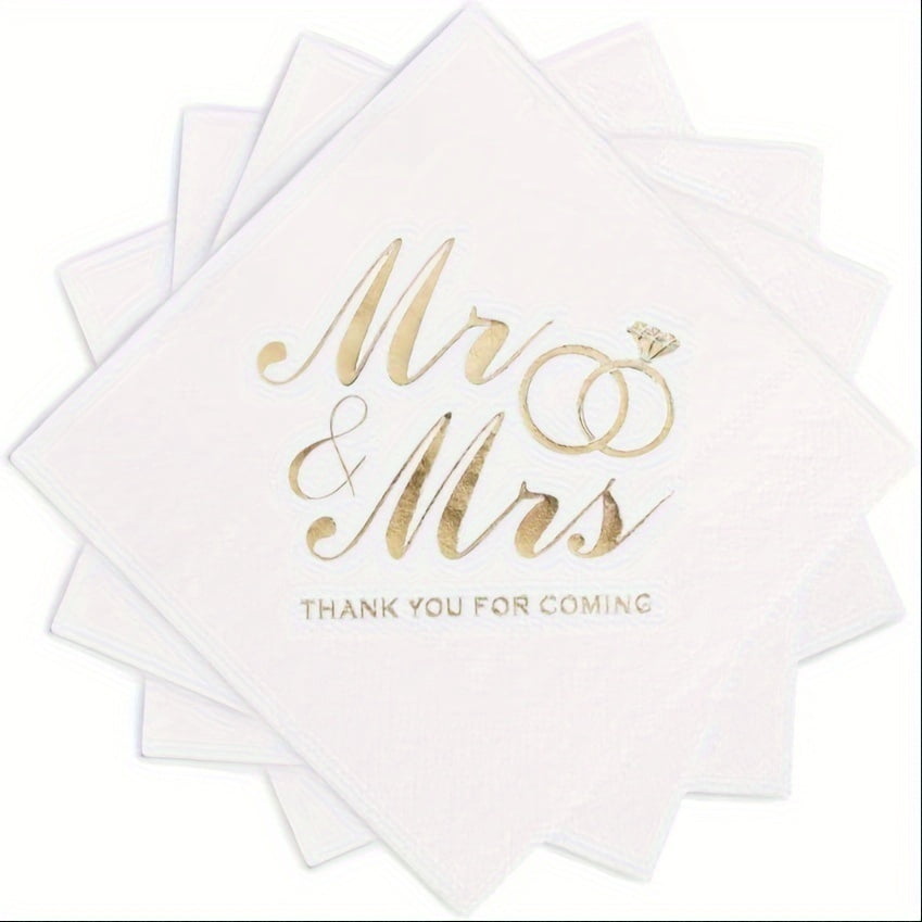 200 gold Mr. and Mrs. wedding napkins for cocktail parties, wedding ...