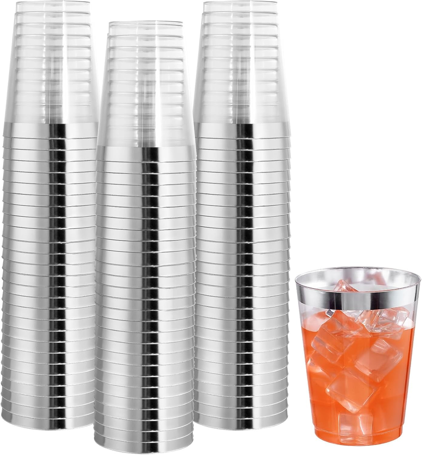 200 packs of gold plastic cups, 9 oz elegant transparent plastic cups ...