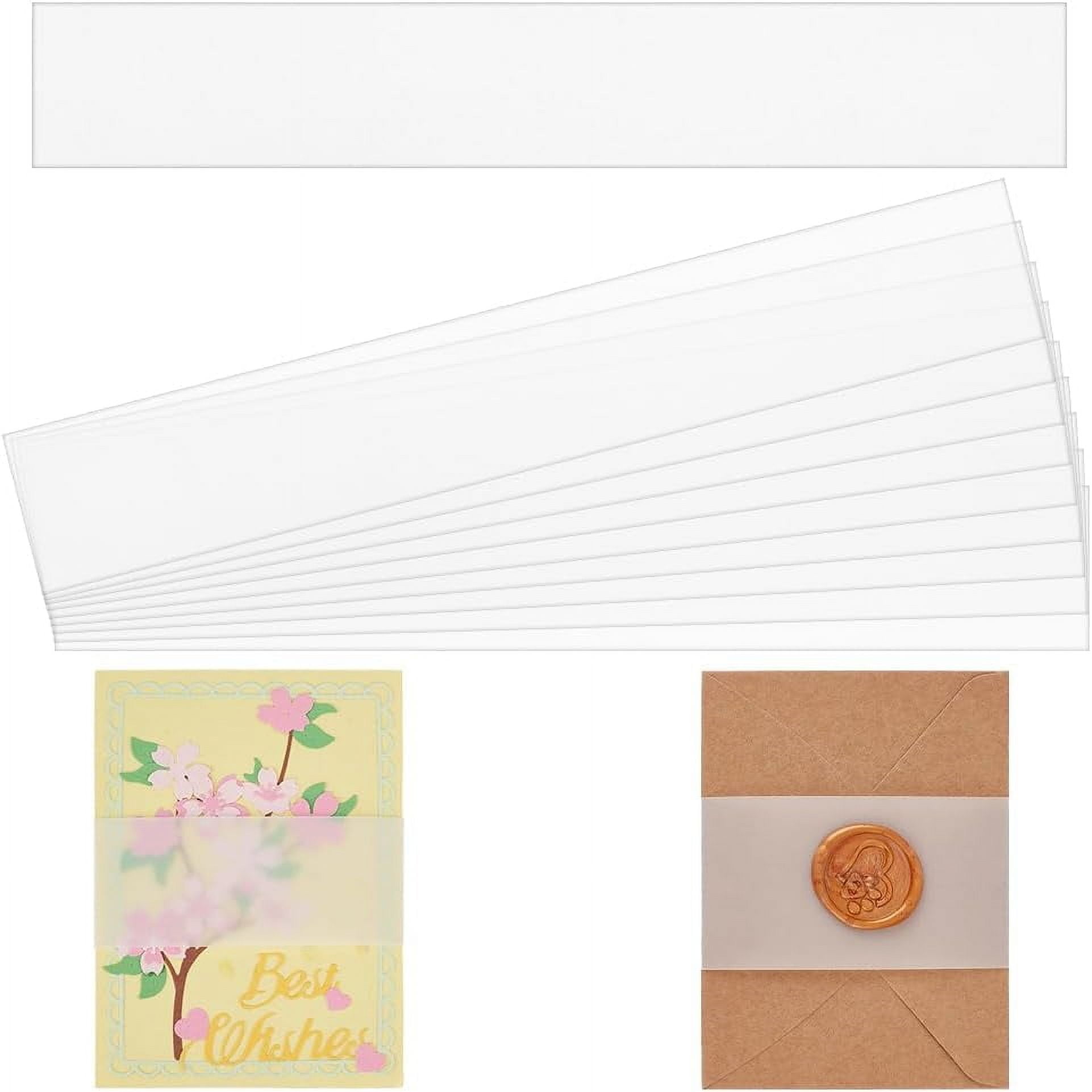 200 pc 200pcs Clear Invitation Band for 5x7 Invitations Vellum Belly ...