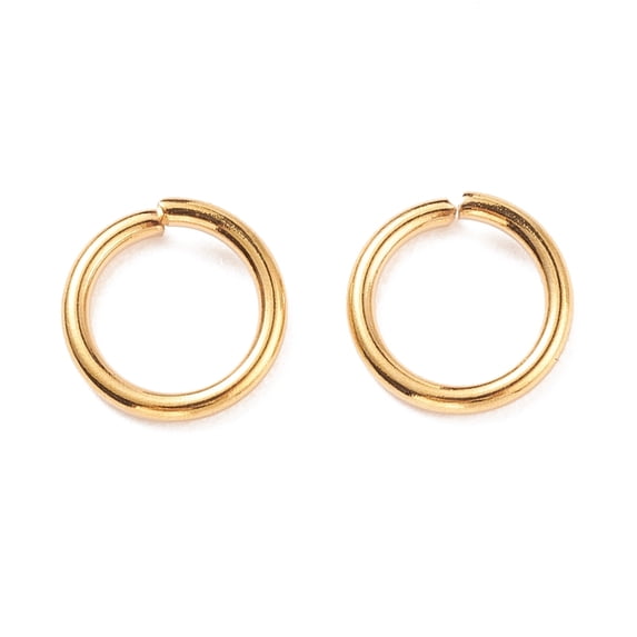 200 pc 304 Stainless Steel Open Jump Rings Round Golden 10x1.5mm 15 ...