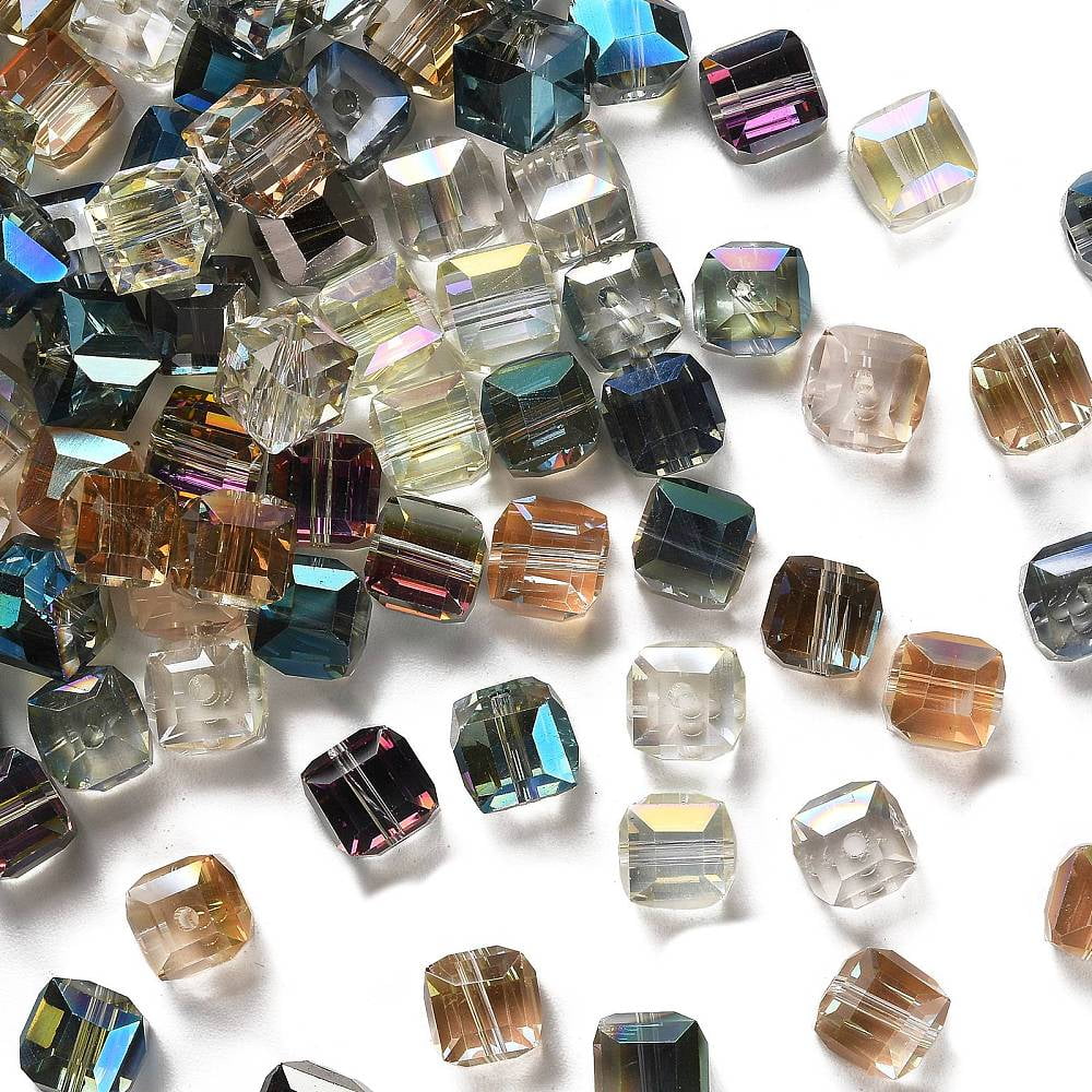 200 pc Electorplated Glass Beads for Beading Jewelry Making Rainbow ...