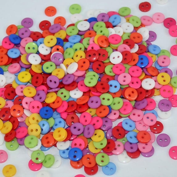200 pc Flat Round 2-Hole Buttons Resin Button Mixed Color about 9mm in ...