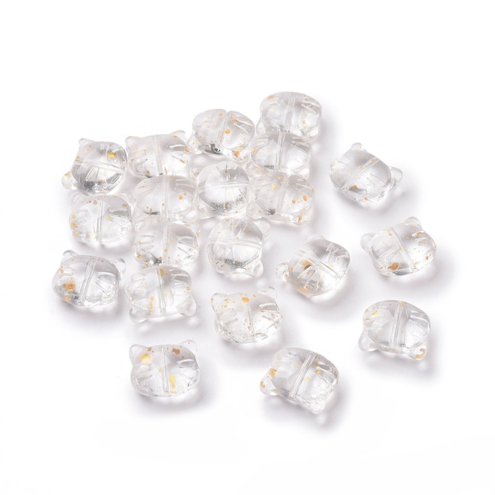200 pc Glass Beads for Jewelry Making Cat Clear 12.5x14x6.5mm Hole: 1mm ...