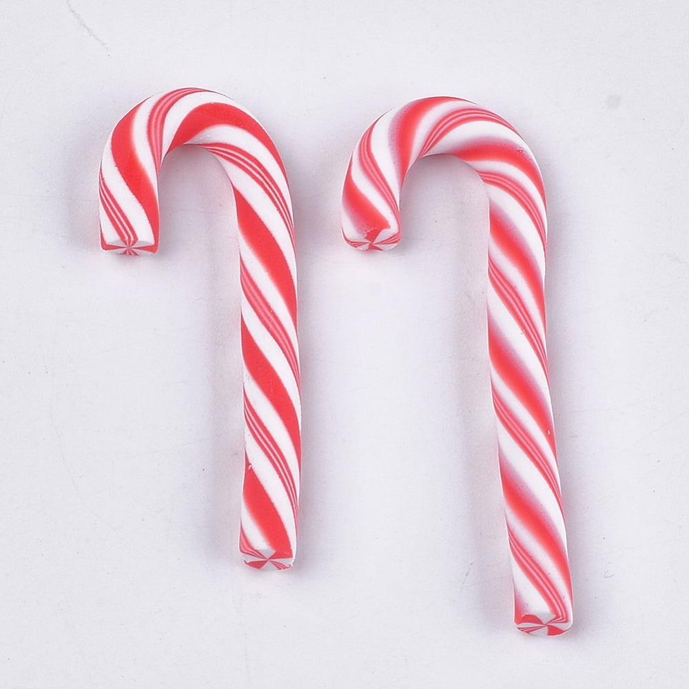 200 pc Handmade Polymer Clay Beads No Hole Christmas Stick Red 41~52x14 ...