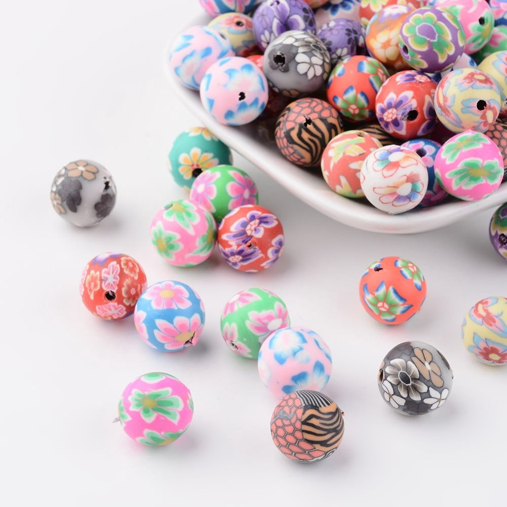 200 pc Handmade Polymer Clay Beads Round Mixed Color about 12mm in ...