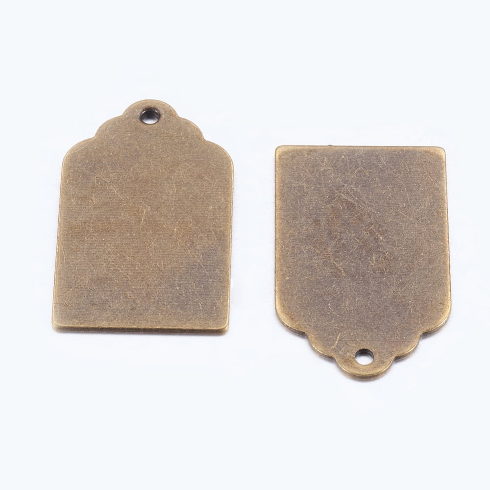 200 pc Metal Tags Brass Stamping Blank Tag Pendants Antique Bronze ...