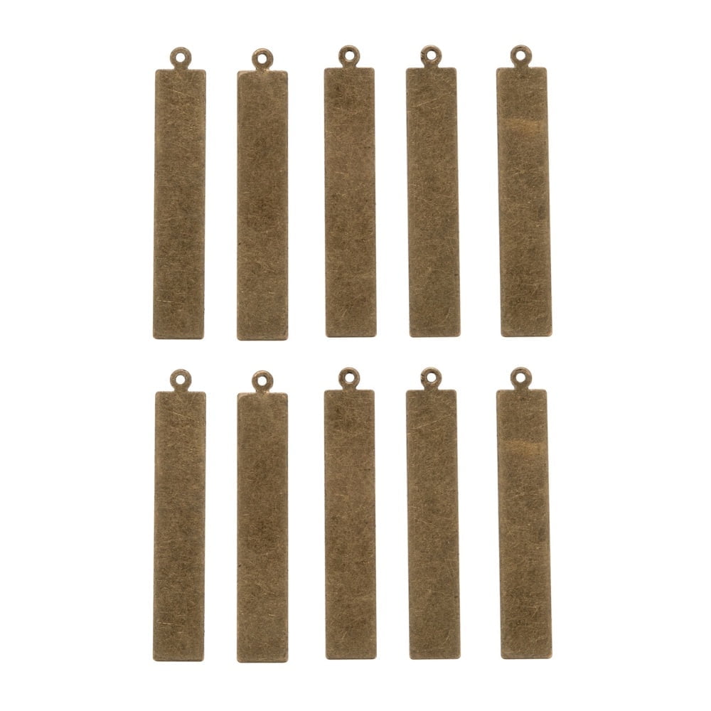 200 pc Metal Tags Brass Stamping Blank Tag Pendants Rectangle Antique ...