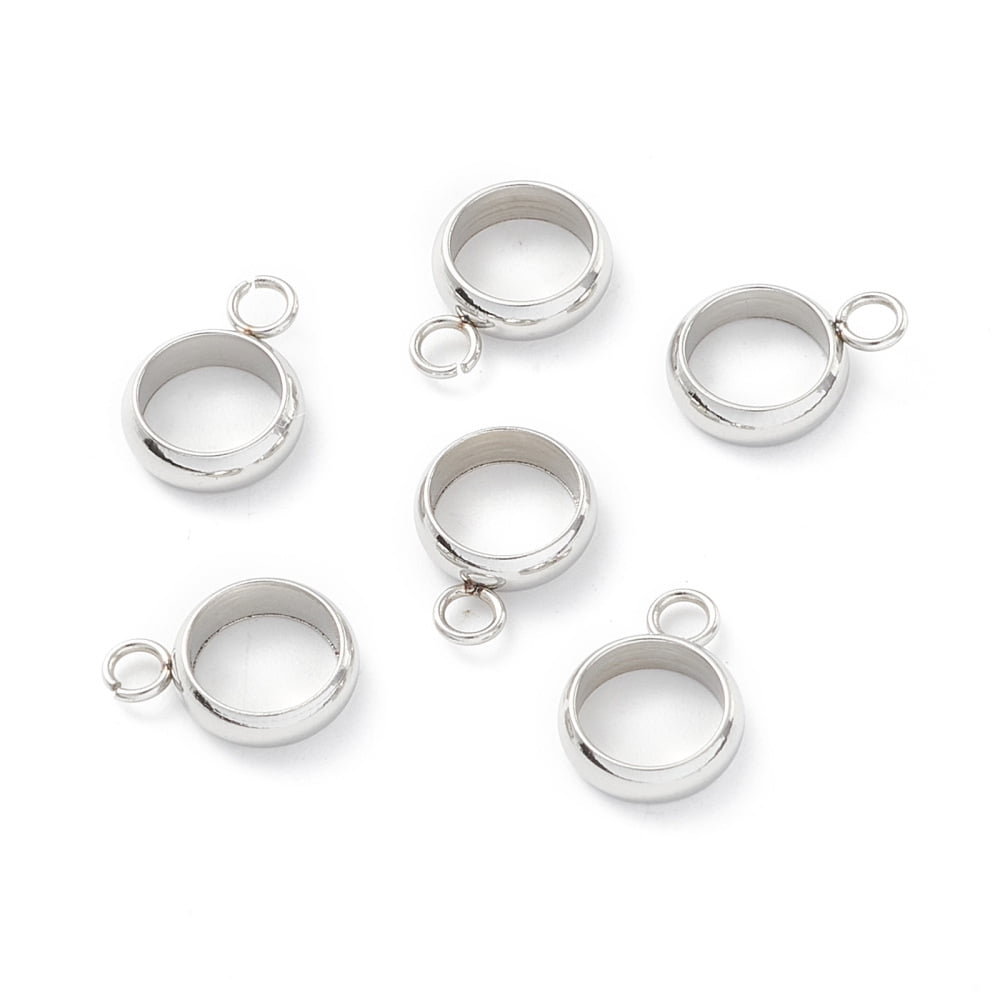 200 pc Non-Tarnish 201 Stainless Steel Tube Bails Loop Bails Ring Bail ...