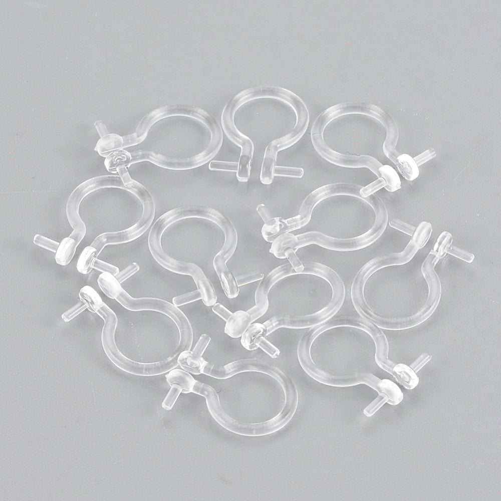 200 pc Plastic Clip-on Earring Findings For Non-pierced Ears Clear ...