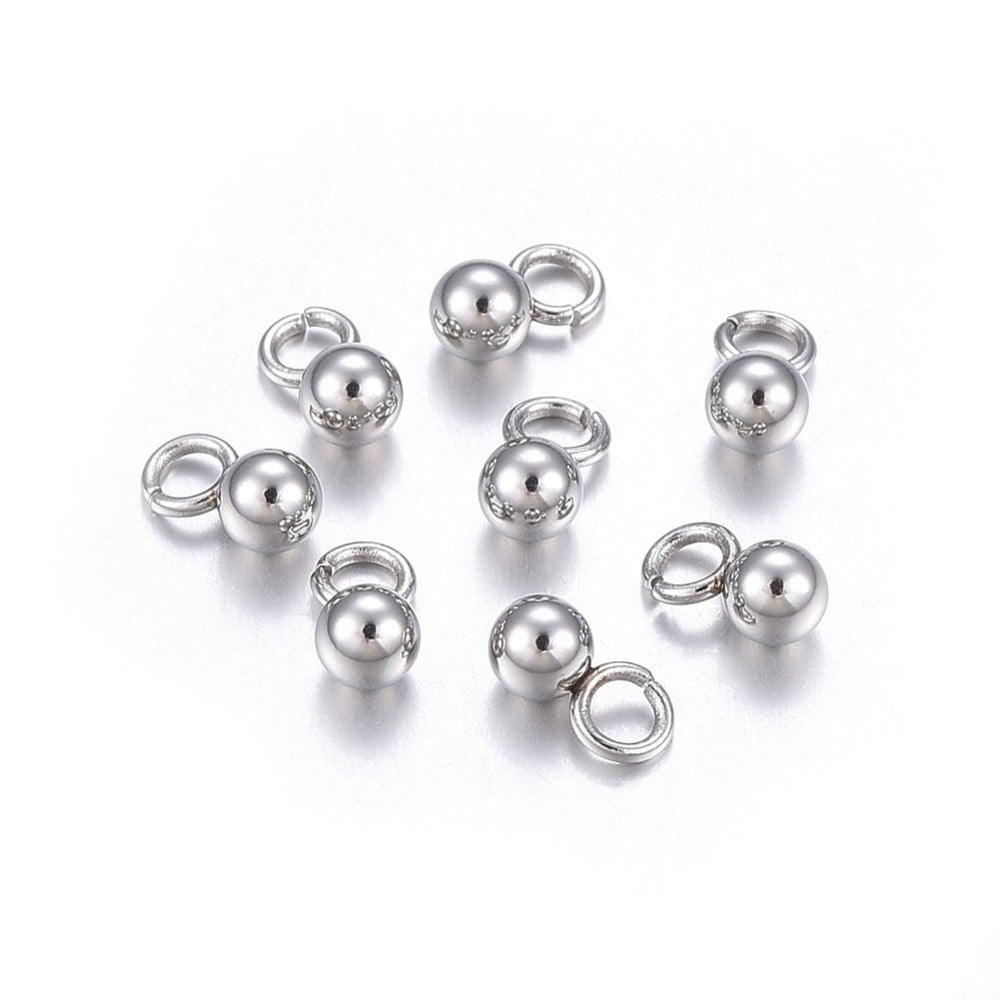 200 pc Resistant 304 Stainless Steel Sphere Charms Round Ball Stainless ...