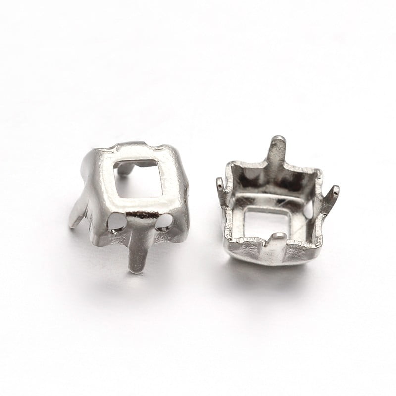 200 pc Square Brass Sew on Prong Settings Claw Settings for Pointed ...