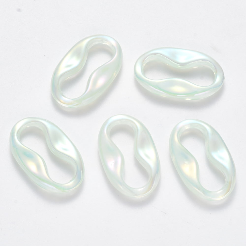 200 pc Transparent Acrylic Linking Rings AB color Plated Imitation ...