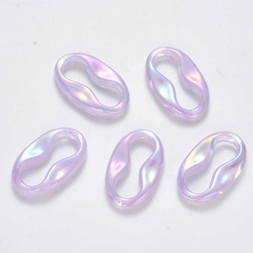 200 pc Transparent Acrylic Linking Rings AB color Plated Imitation ...