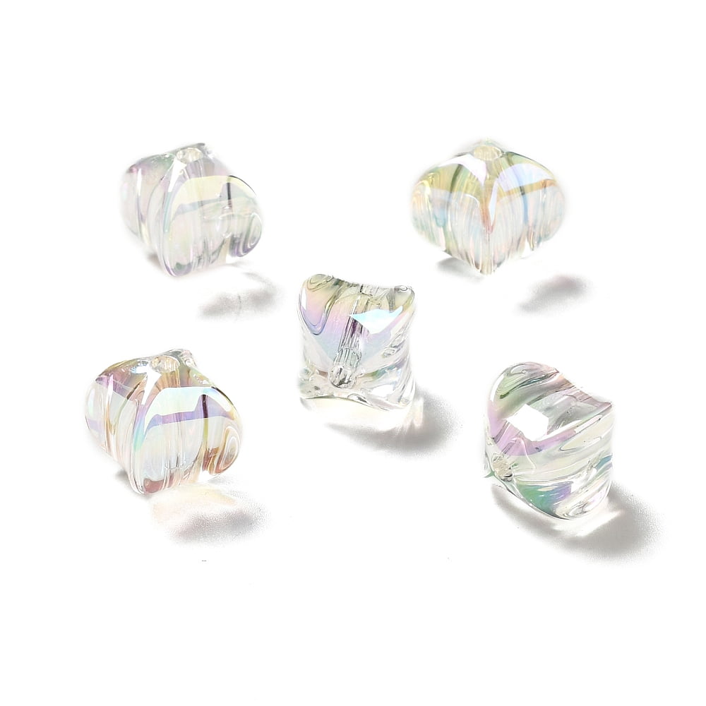 200 pc Two Tone UV Plating Rainbow Iridescent Acrylic Beads Rectangle ...