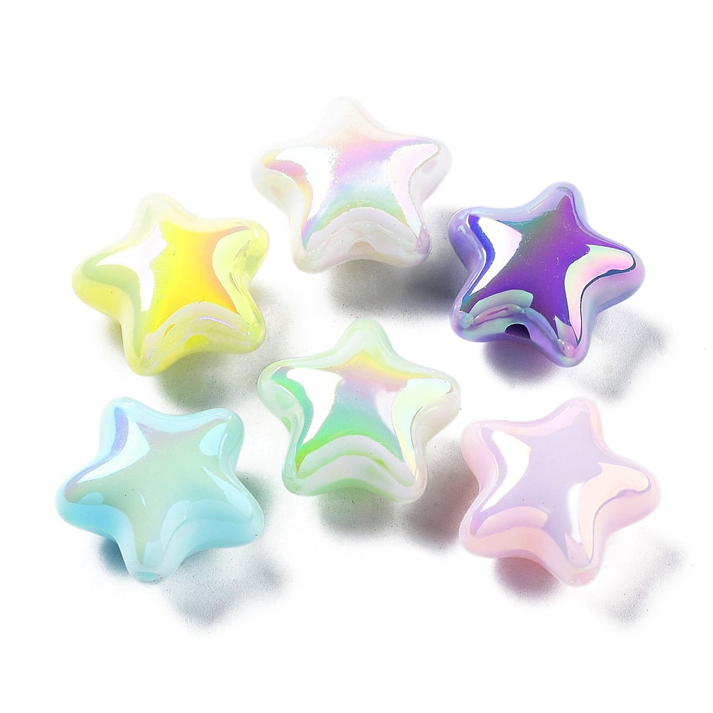 200 pc UV Plating Acrylic Beads Iridescent Luminous Glow in the Dark ...