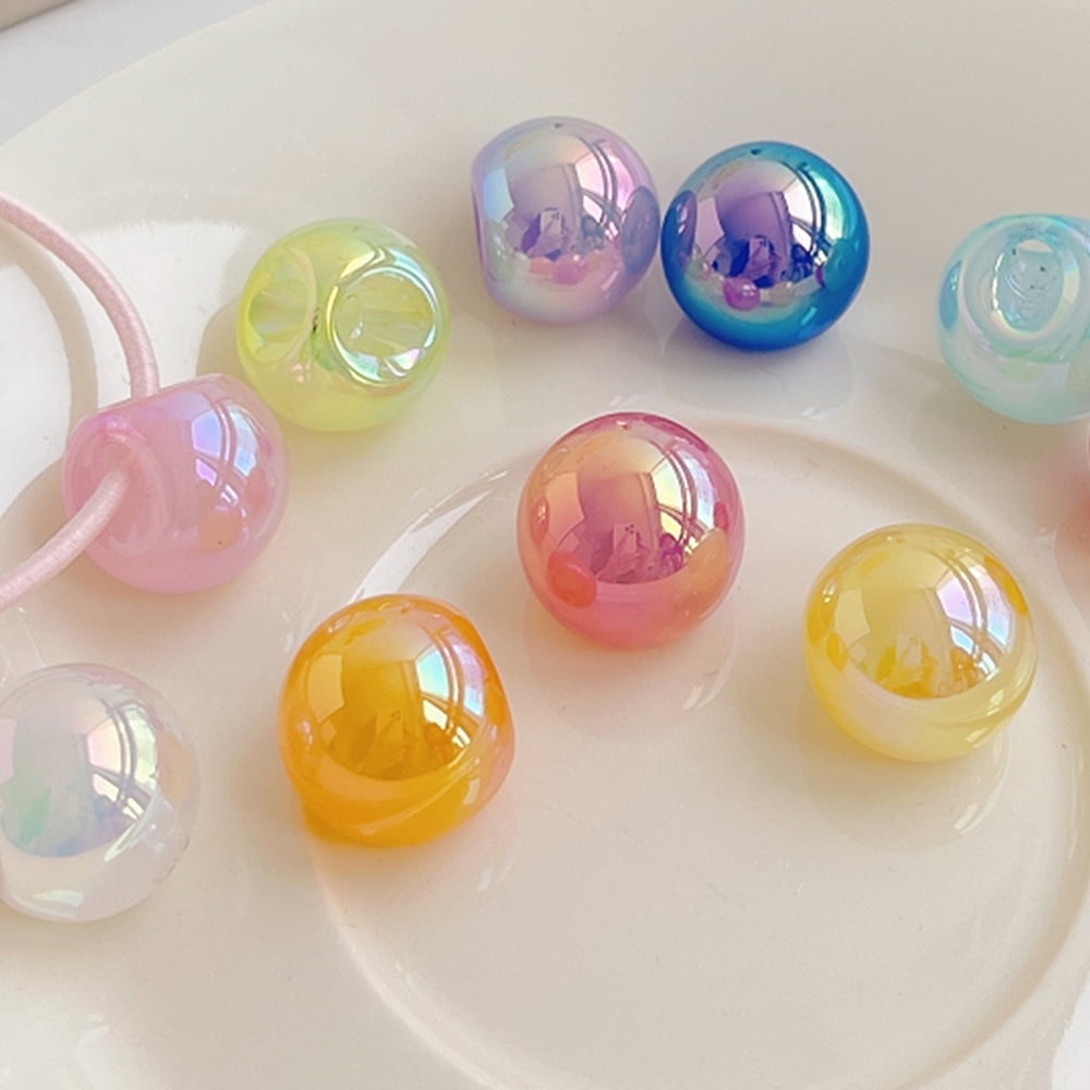 200 pc UV Plating Iridescent Acrylic Beads AB color Plated Round Mixed ...