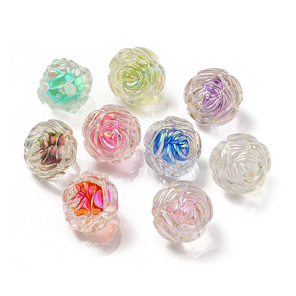 200 pc UV Plating Rainbow Iridescent Acrylic Beads Two Tone Bead in ...