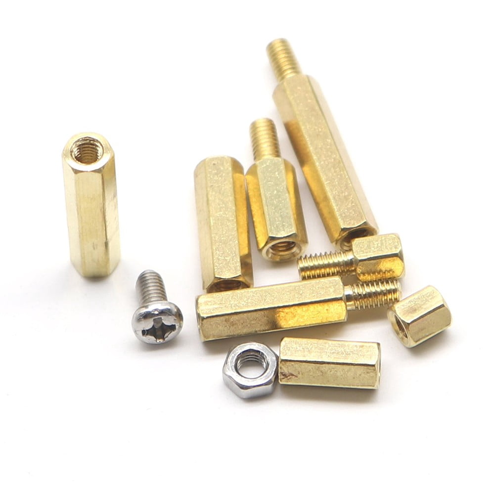 200 pcs 3 mm Male Female Hex Brass Spacer Standoff Screw Nut Assortment ...