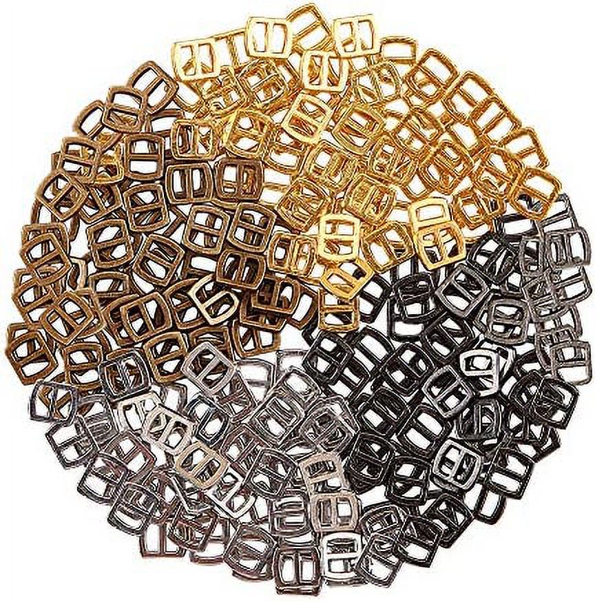 200 pcs 4 Colors Mini Alloy Rectangle Adjuster 6x5mm Tri-Glide Slides ...