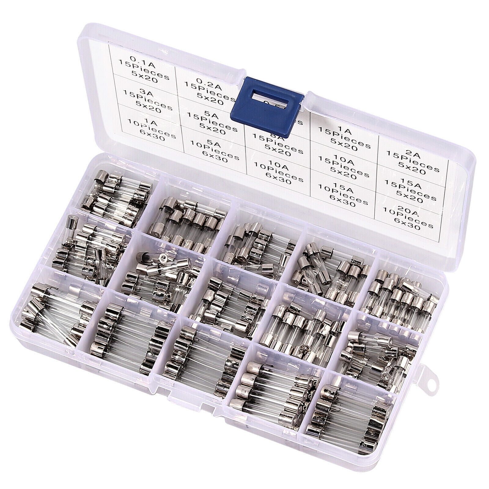200~pcs Auto glass fuses 5*20/6*30mm Car-Truck-SUV Fuse Kit 0.1A to 20A ...