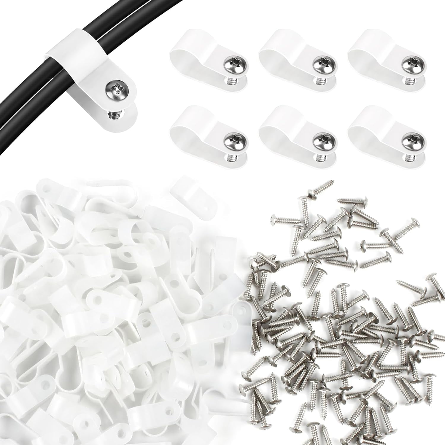 200 pcs Cable Clips for Cord Management with Screws and Electrical Wire Support - Walmart.com