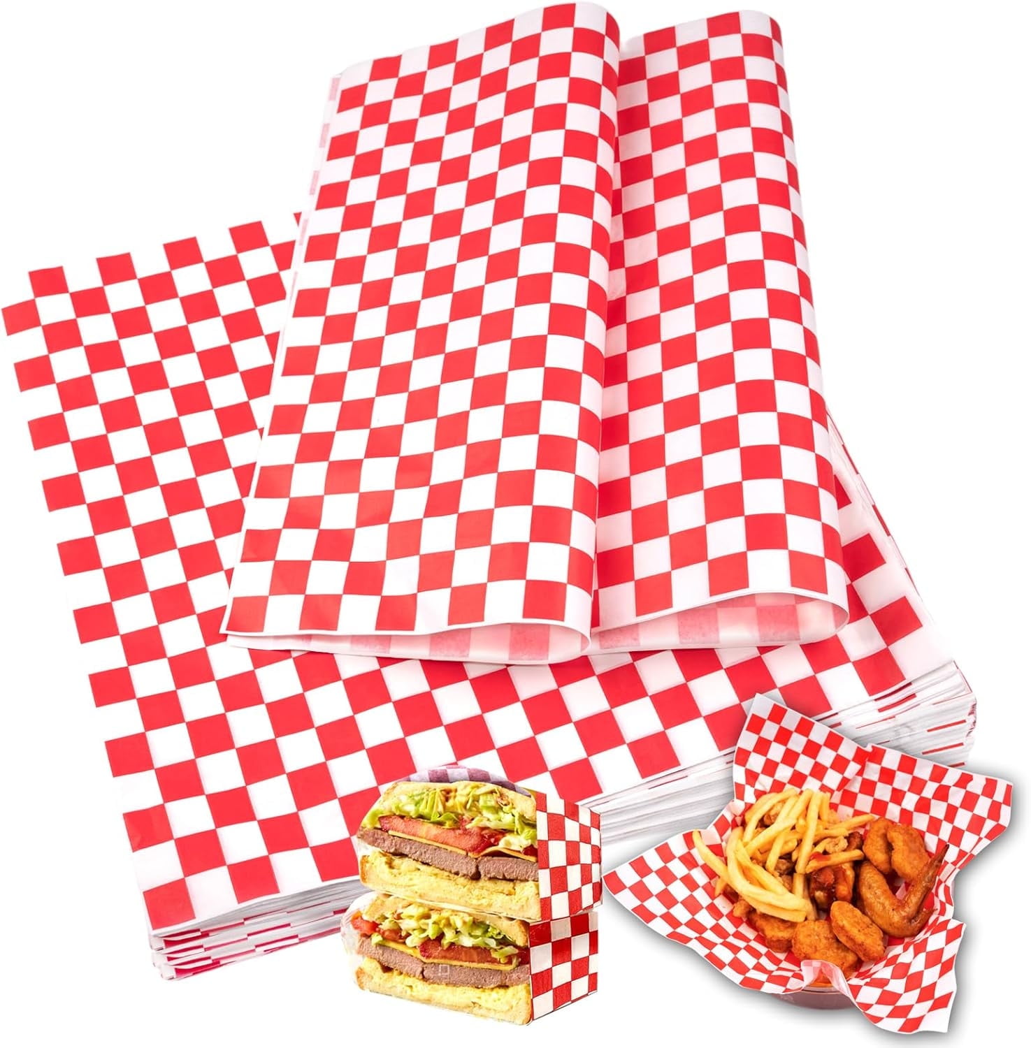 200-Count Deli Paper Sheets, Checkered Wax Wrapping Paper, Grease ...