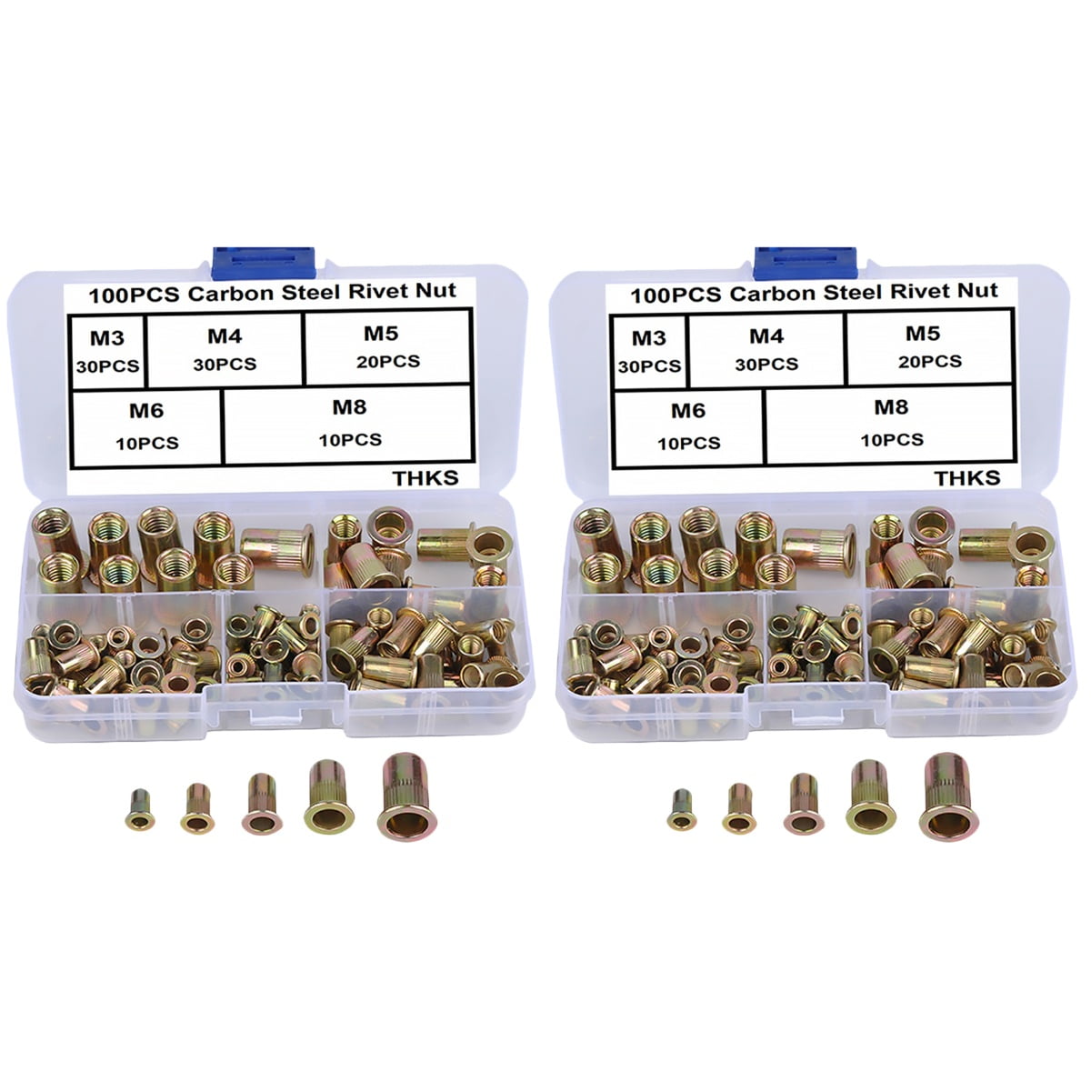 200 pcs Knurled Nuts Color-Zinc Vertical Grain Rivet Nuts Simple Metal ...