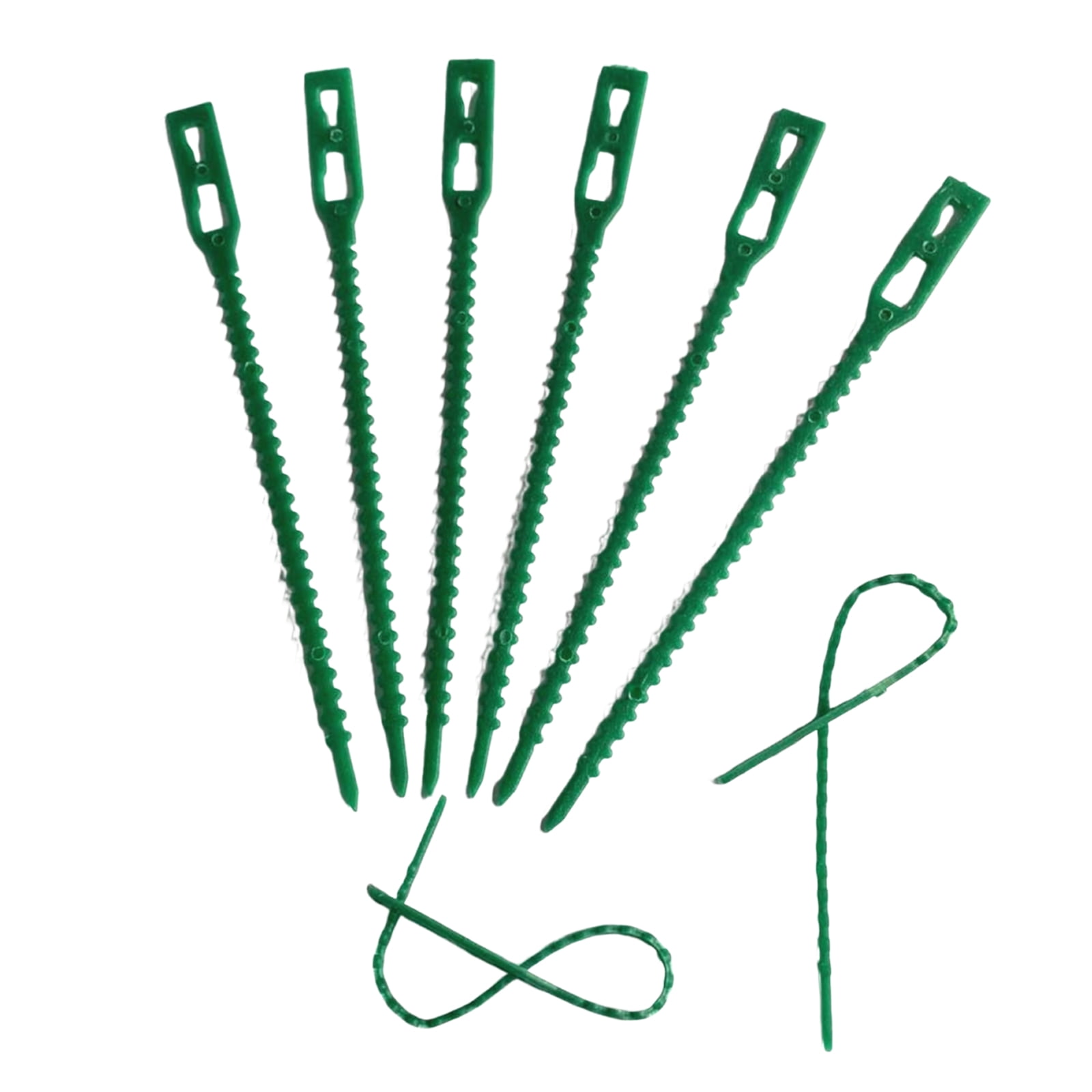 200 pcs Reusable Adjustable Plant Ties - Flexible Sturdy Serrated Green ...