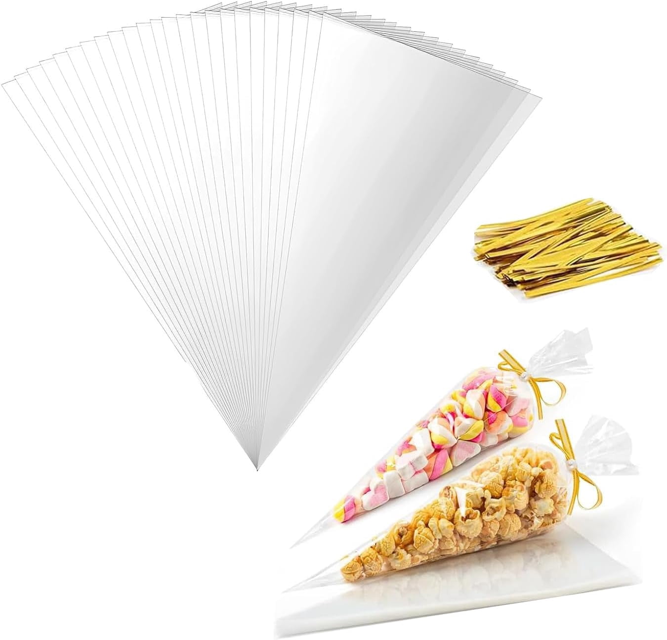 200 pieces of food-grade triangular cone candy bags, 130 disposable ...