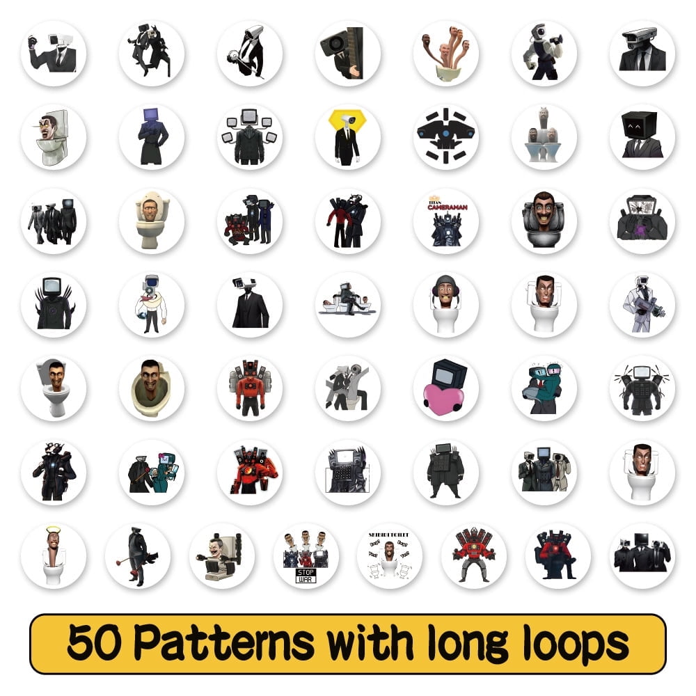 200 stickers/roll paper SKIBIDI toilet game stickers, with cool TV ...