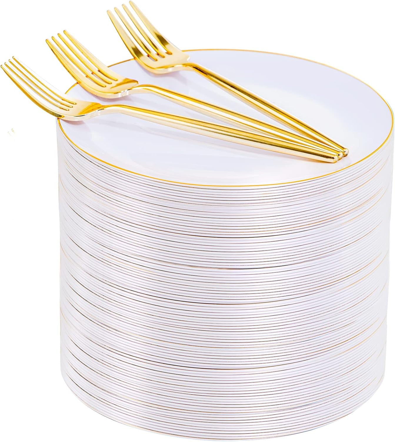 200 transparent dessert plates (with plastic golden forks), 100 7.5 ...